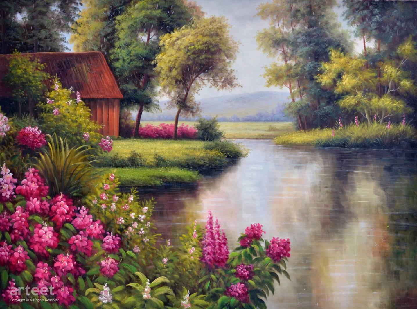 Lakeside Shack | Art Paintings for Sale, Online Gallery