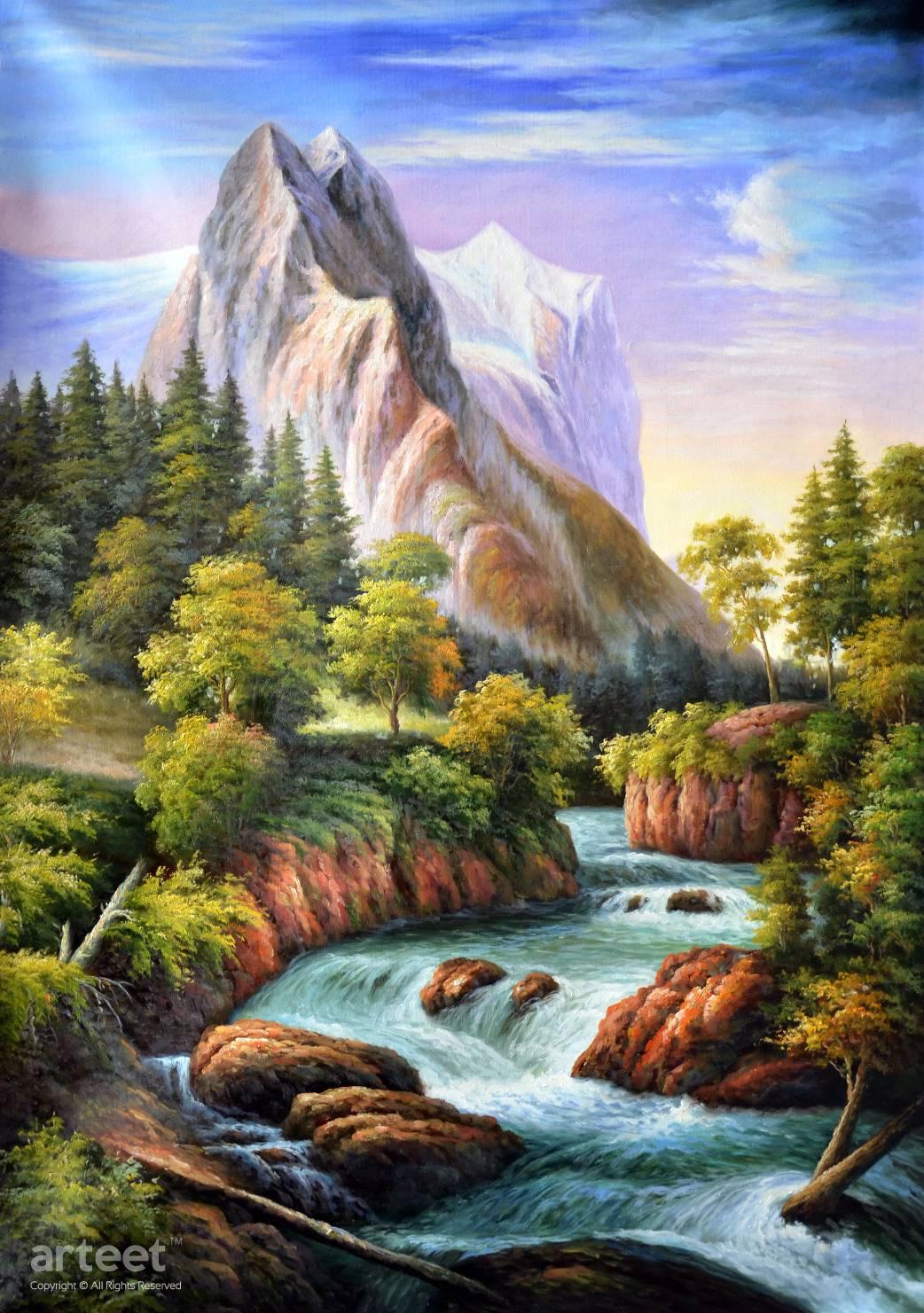Path Along the Alpine Torrent | Art Paintings for Sale, Online Gallery