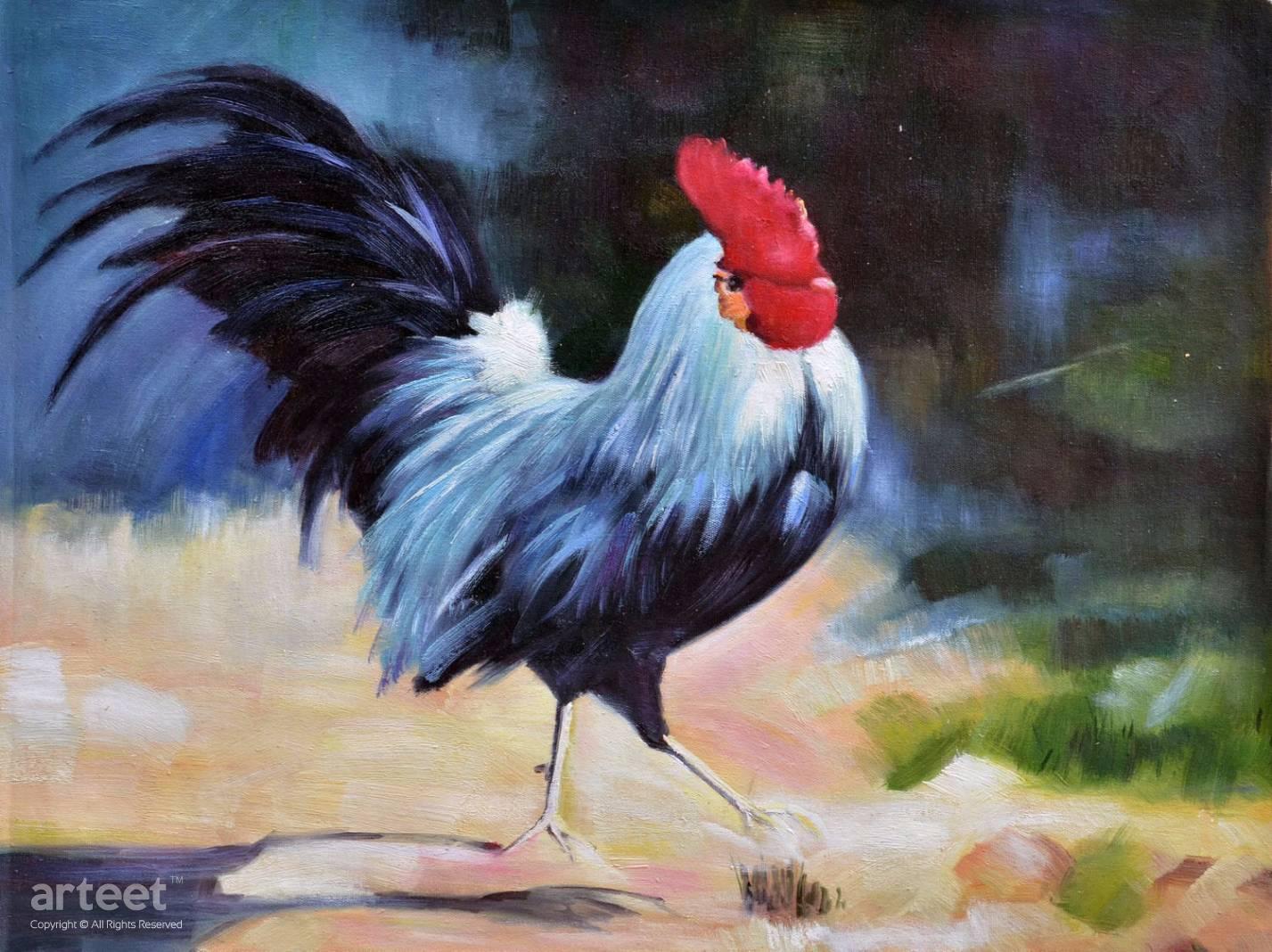 Portrait of A Rooster | Art Paintings for Sale, Online Gallery