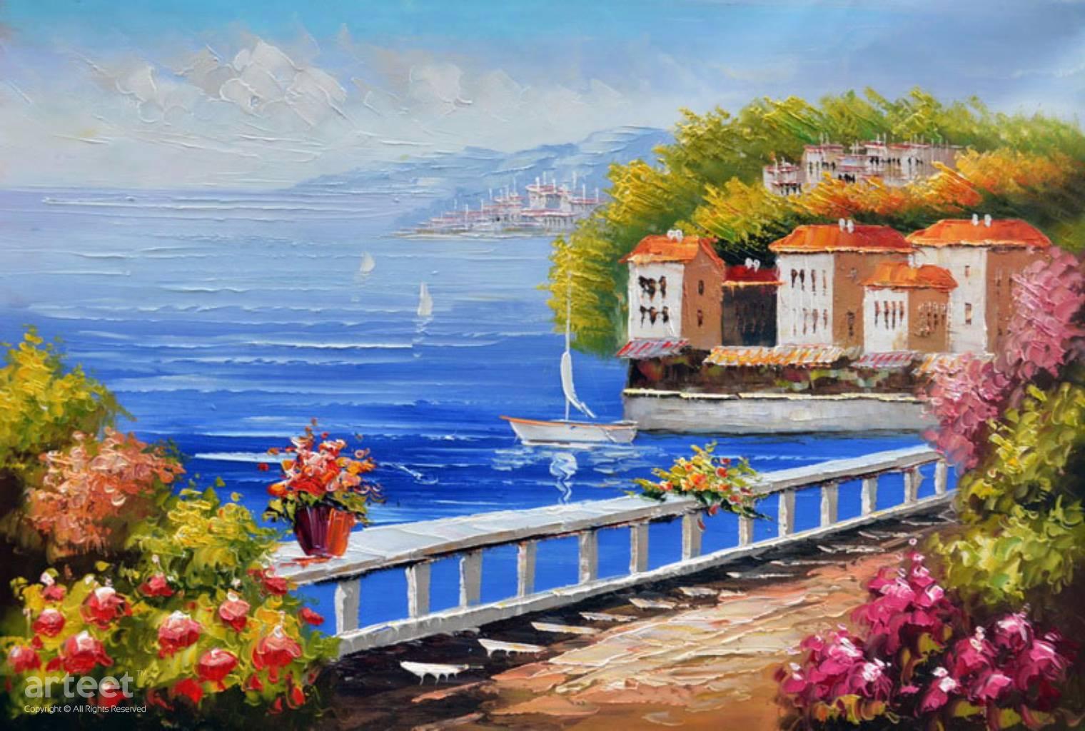 Terrace Seascape | Art Paintings for Sale, Online Gallery