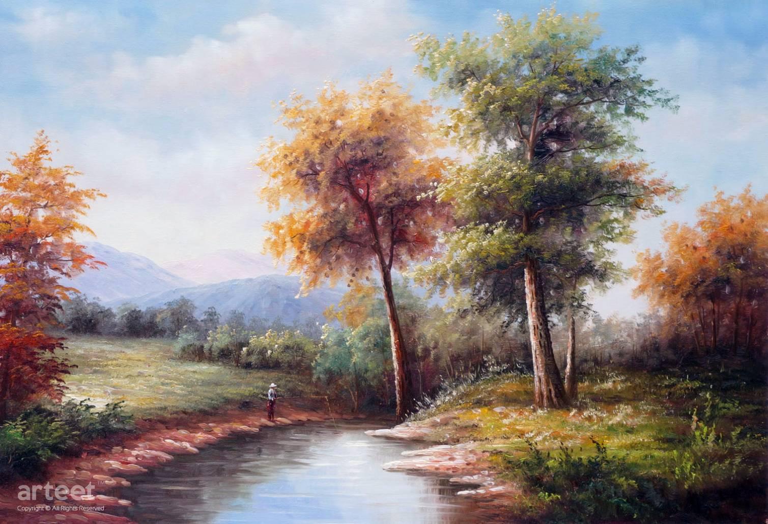 The Fishermans Creek | Art Paintings for Sale, Online Gallery